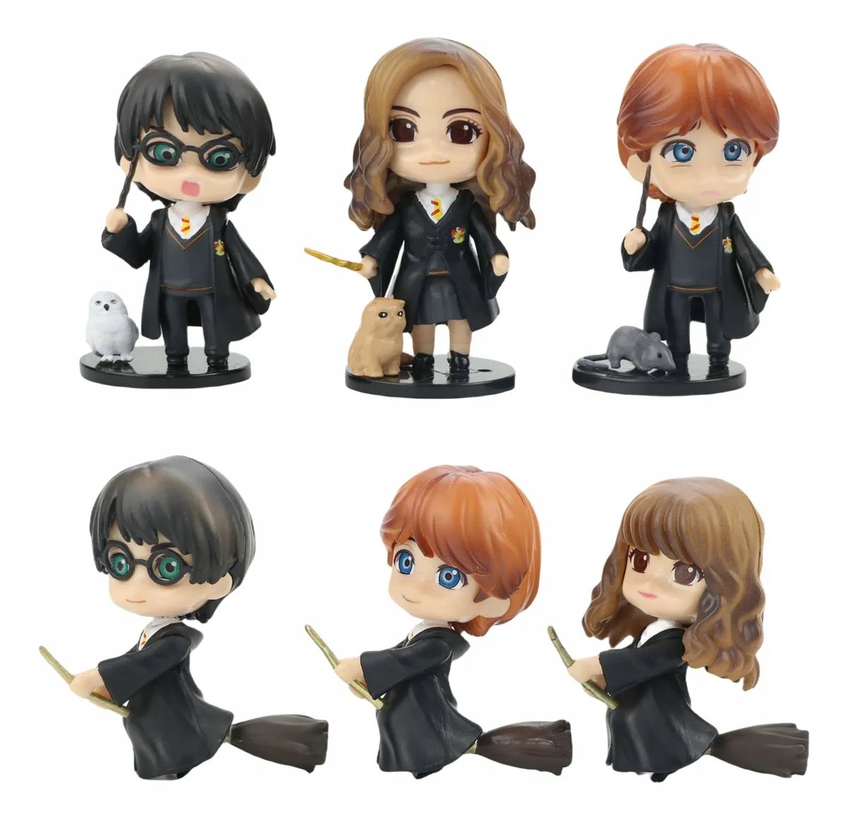 ZESTAW FIGUREK KOLEKCJONERSKICH FIGURKI HARRY POTTER 6SZT RON HERMIONA ...