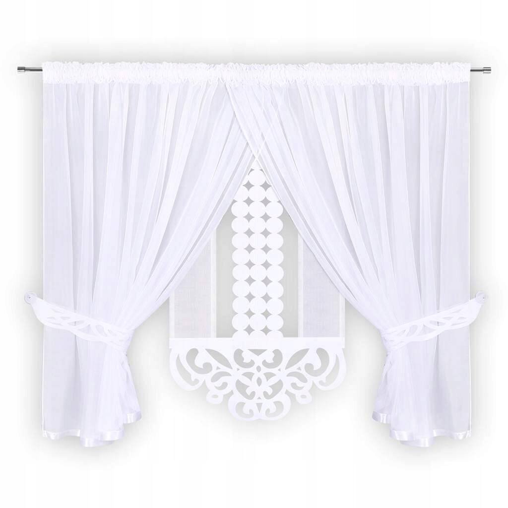 ZESTAW Firana i Panel Dekoracyjny AŻUR 400x150 BIAŁY WOAL TAŚMA L170 ...