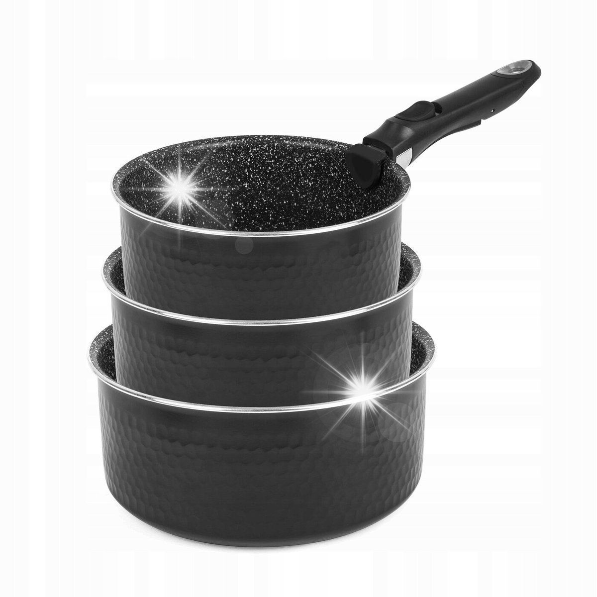 ZESTAW GARNKÓW komplet 3 RONDLE garnki ODPINANA RĄCZKA Konighoffer ...
