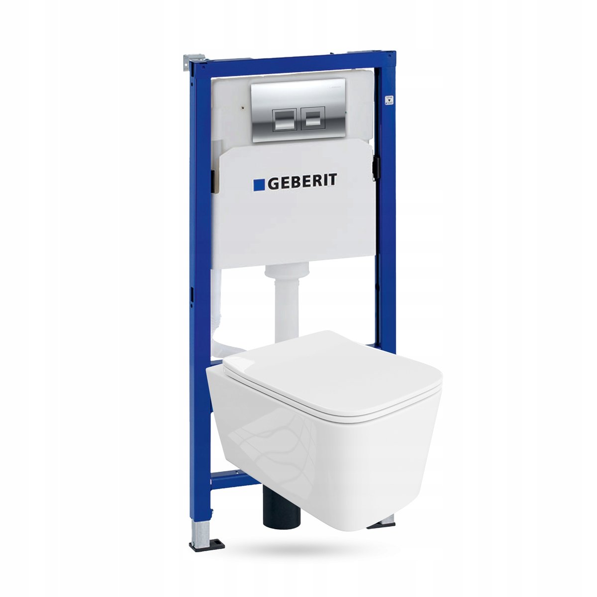 Zestaw GEBERIT DUOFIXBASIC + przycisk delta CHROM kwadratowy + miska wc ...