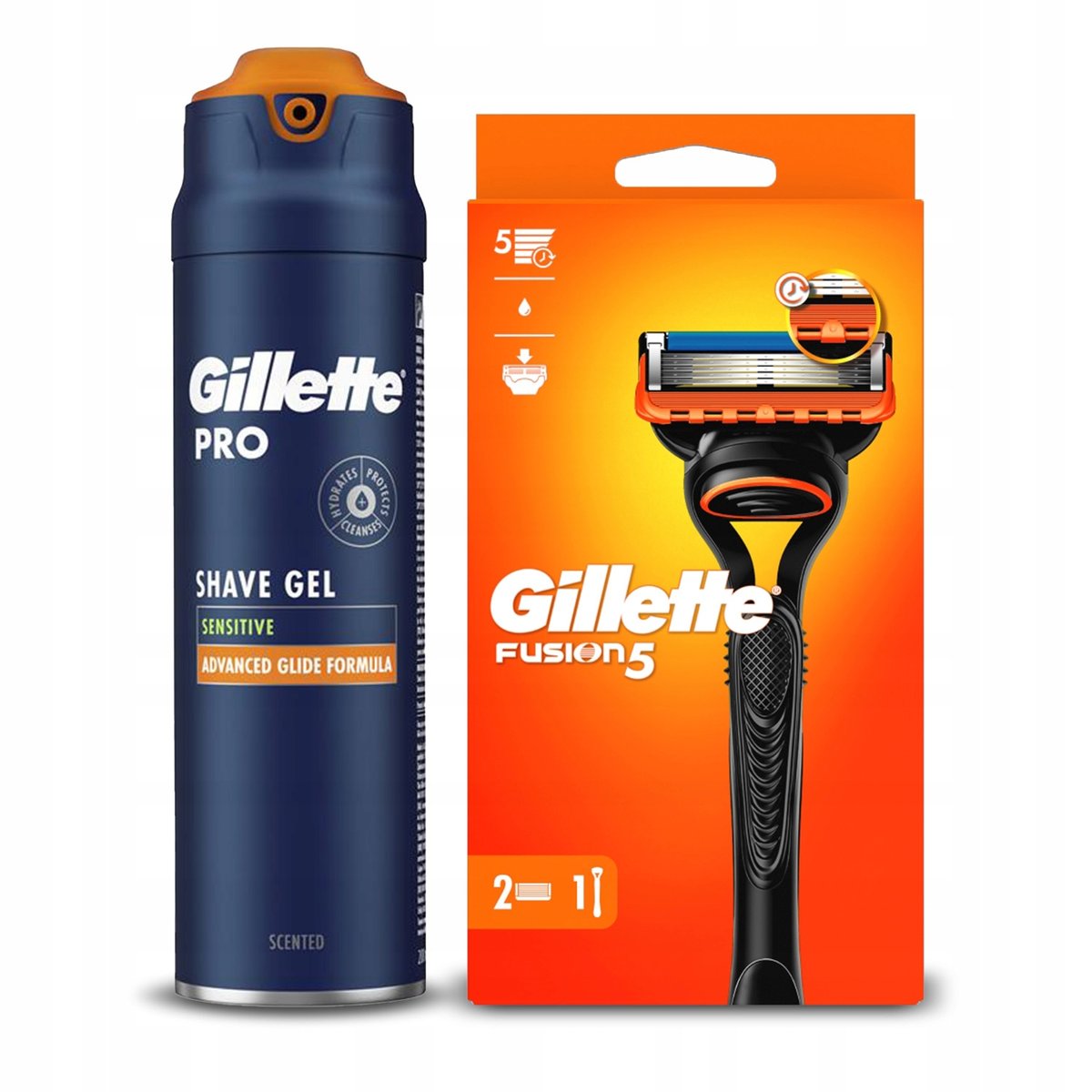 Zestaw Gillette Fusion5 maszynka + 2 ostrza + Żel Pro Sensitive 200ml ...
