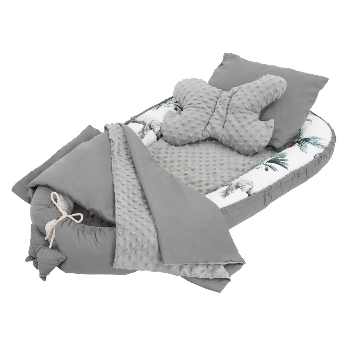 Zestaw gniazd dla niemowląt 5 sztuk Wzór Safari o wymiarach 90x50 cm, z bawełny Joyz - Joyz ...