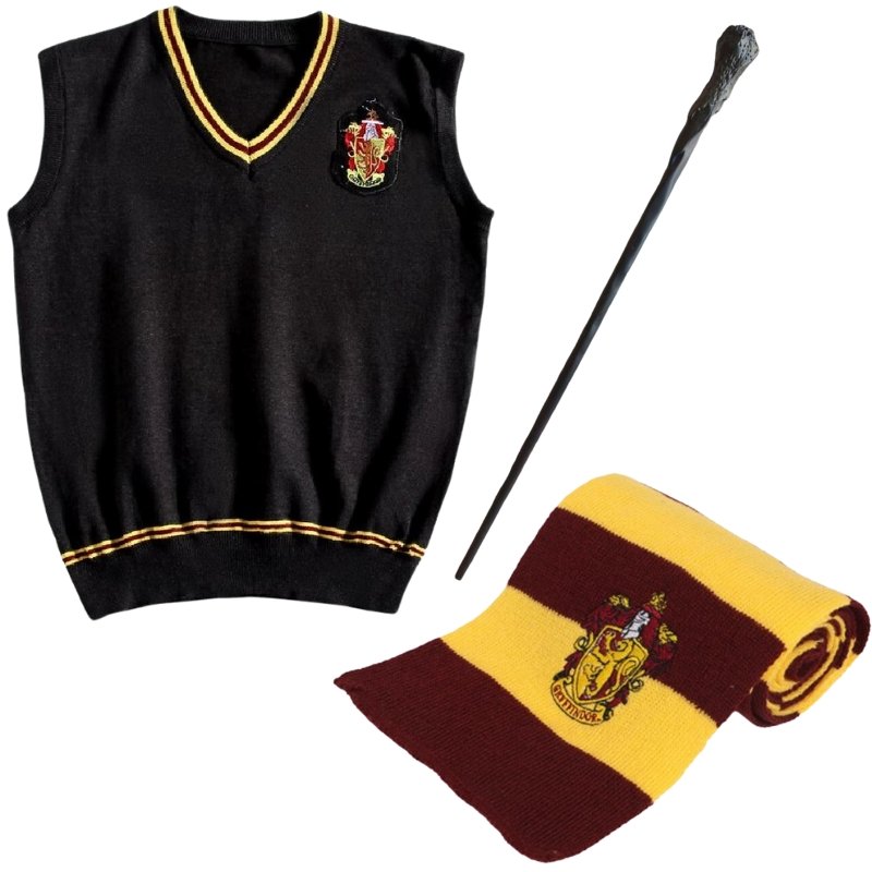 Zestaw Gryffindor Harry Potter Różdżka Kamizelka Szal Szalik Ron ...