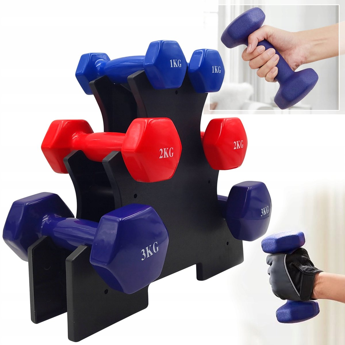 Zestaw Hantli Do Ćwiczeń Hantle Hantelki Ciężarki Fitness 6Szt 12Kg ...