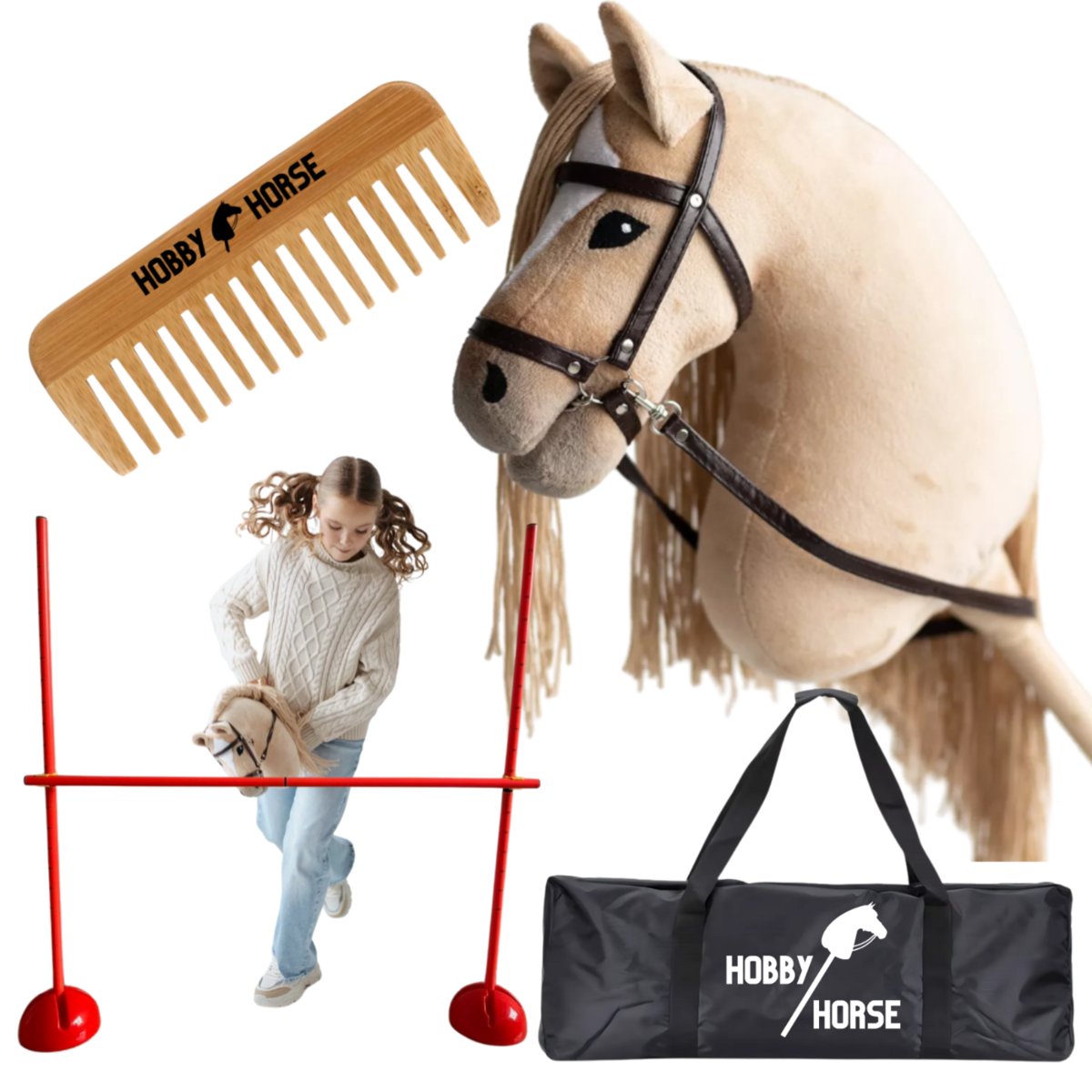 ZESTAW HOBBY HORSE KOŃ NA KIJU A3 + PRZESZKODA DO SKAKANIA 120 CM ...