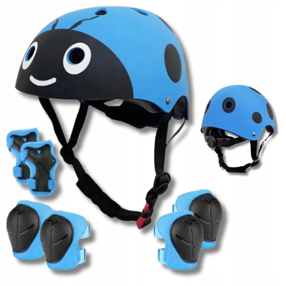Zestaw Kask Rowerowy Dziecięcy + Ochraniacze Biedronka Niebieski 3-8 ...