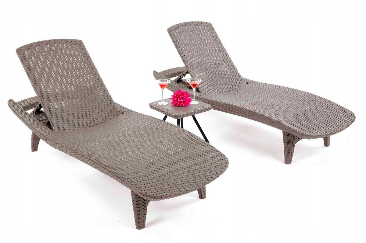 Zestaw KETER Pacific Set 231464 Cappuccino leżak +stolik - Inna marka ...