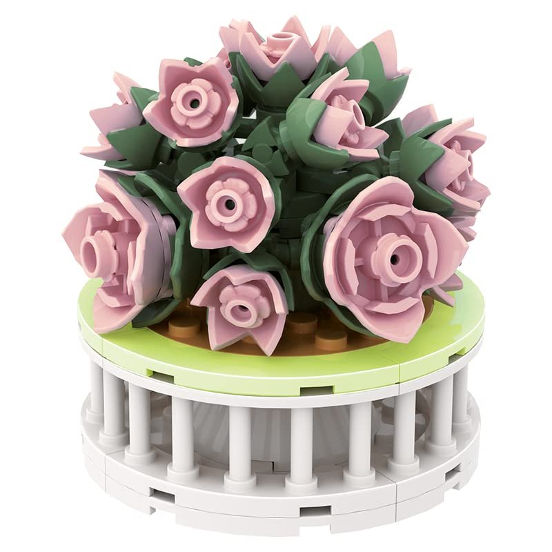 Zestaw klocków botanicznych z motywem kwiatów, model sukulentu ...