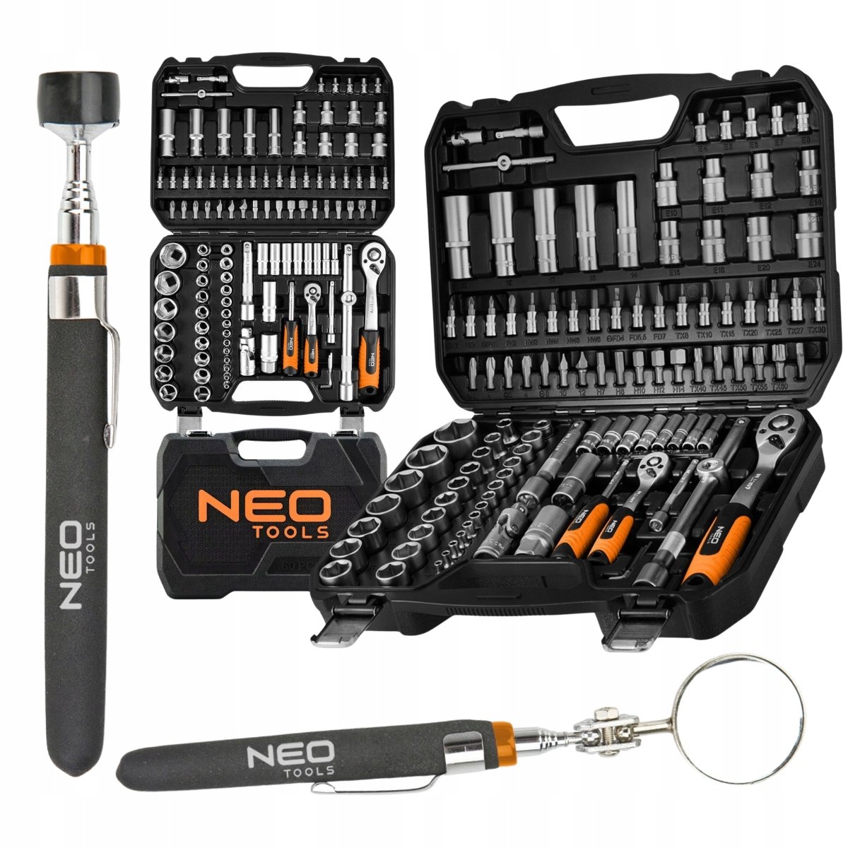 Zestaw Kluczy Nasadowych 110 el 1/2", 1/4" + Lusterko + Chwytak Magnetyczny - NEO TOOLS | Sklep ...