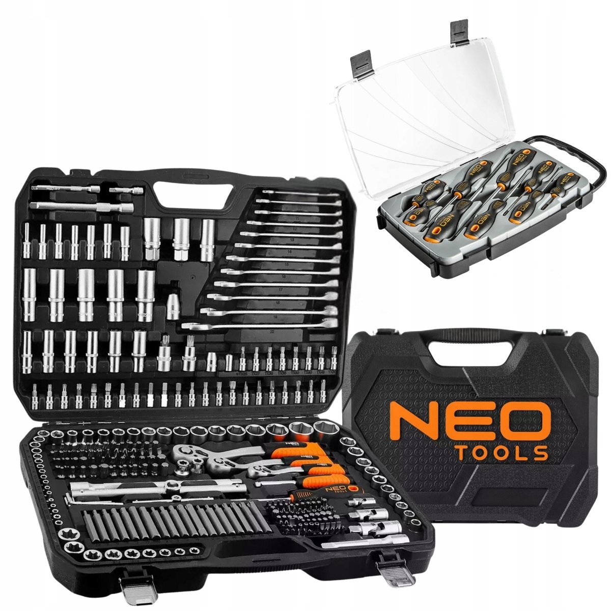 Zestaw Kluczy Nasadowych 300el 1/2" 3/8" 1/4" + Zestaw Wkrętaków 9szt - NEO TOOLS | Sklep EMPIK.COM
