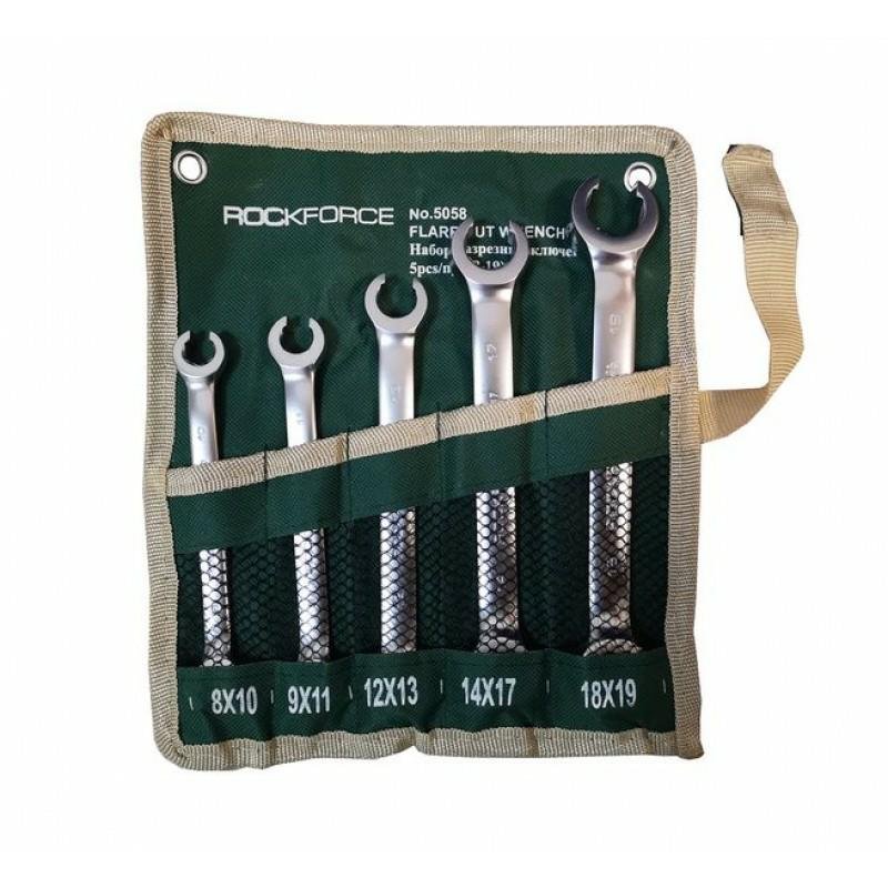 Zestaw kluczy oczkowych rozciętych płaskich półotwartych 5el 8-19mm na płachcie ROCKFORCE - Rock ...