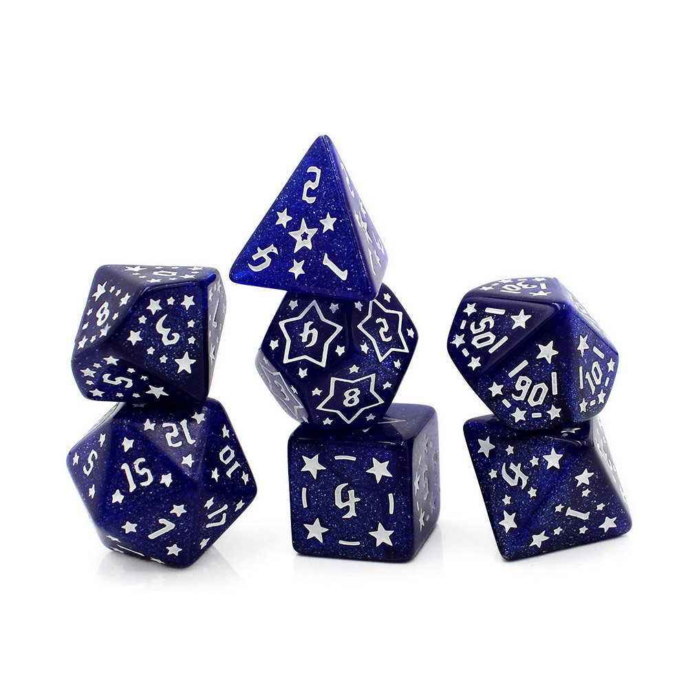 Zestaw kości wielościennych RPG DnD gwiazdy gwiazdki noc - Lume Design ...
