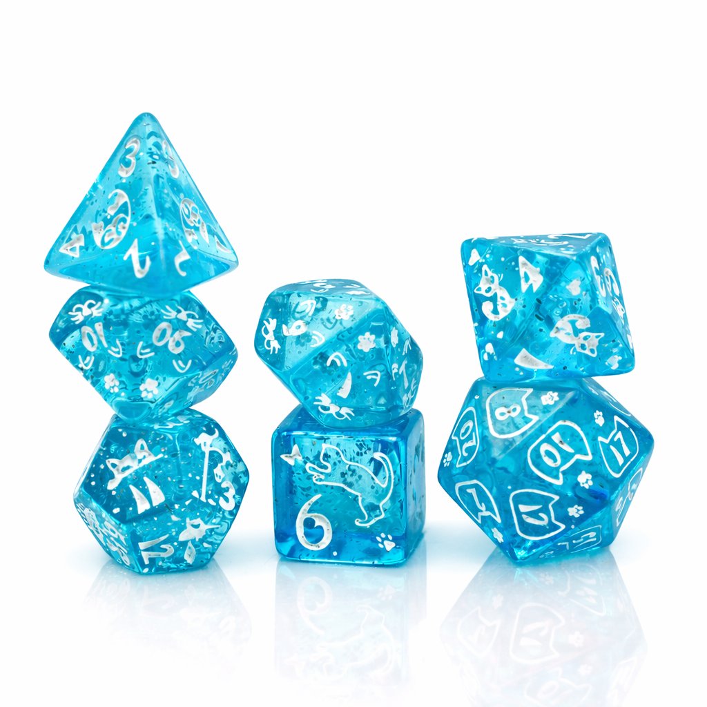 Zestaw kości wielościennych RPG na prezent z kotami DnD kotki - Lume ...