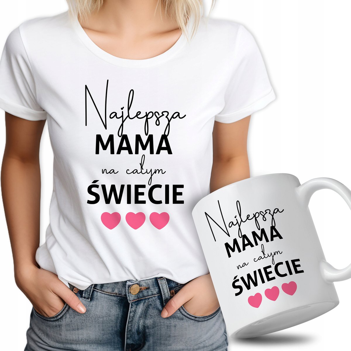 ZESTAW KUBEK KOSZULKA XS NAJLEPSZA MAMA NA ŚWIECIE PREZENT DZIEŃ MATKI ...