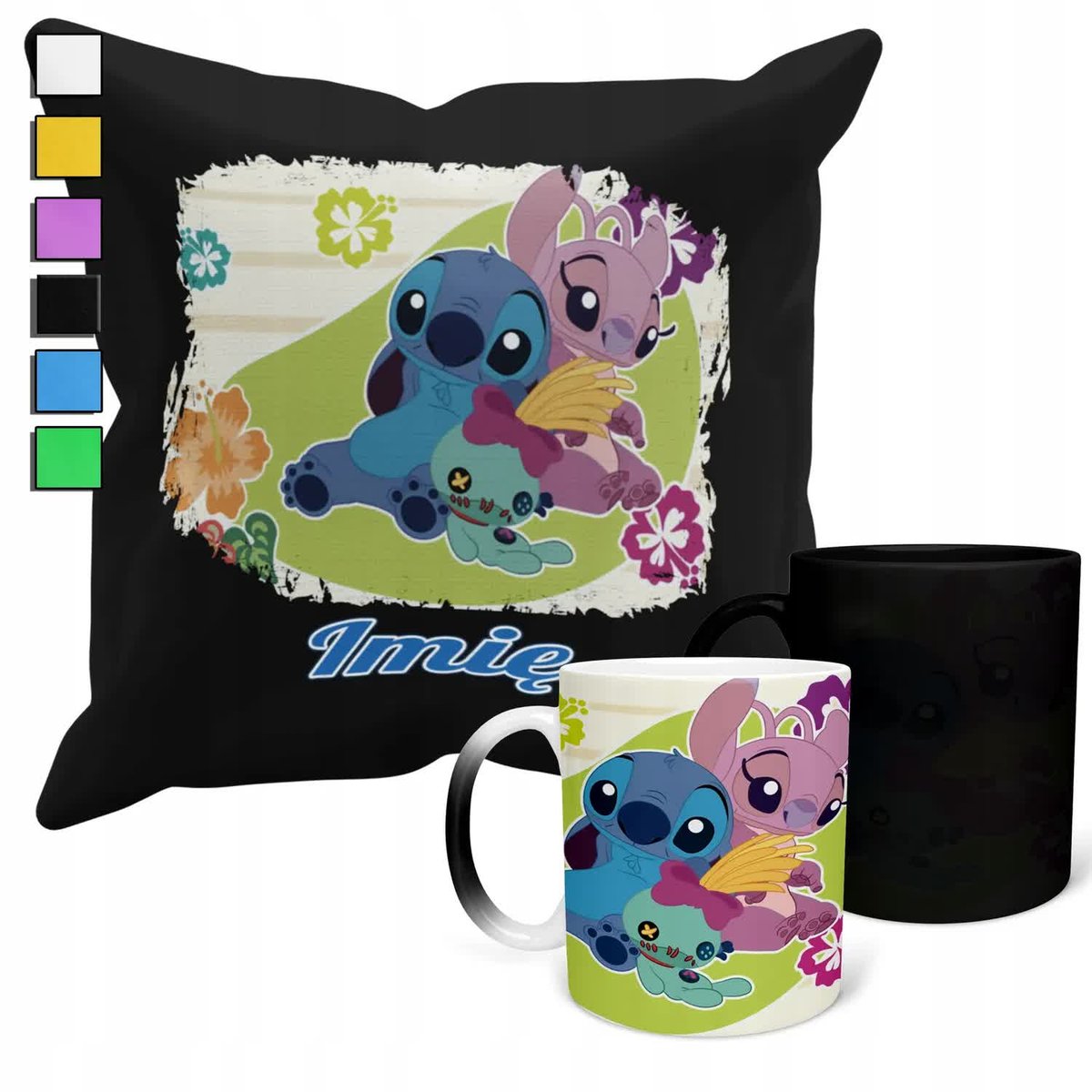 Zestaw Kubek Magiczny + Poszewka Z Poduszką- Prezent Lilo&Stitch + Imię ...