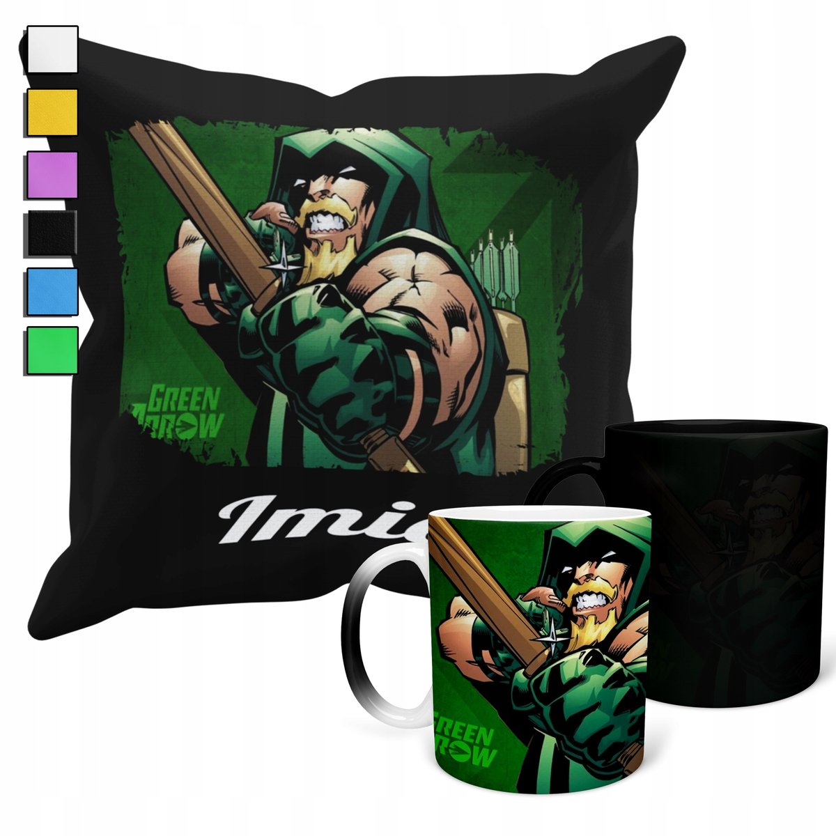 Zestaw Kubek Magiczny Zmieniający Kolor + Poszewka Marvel Green Arrow+ ...