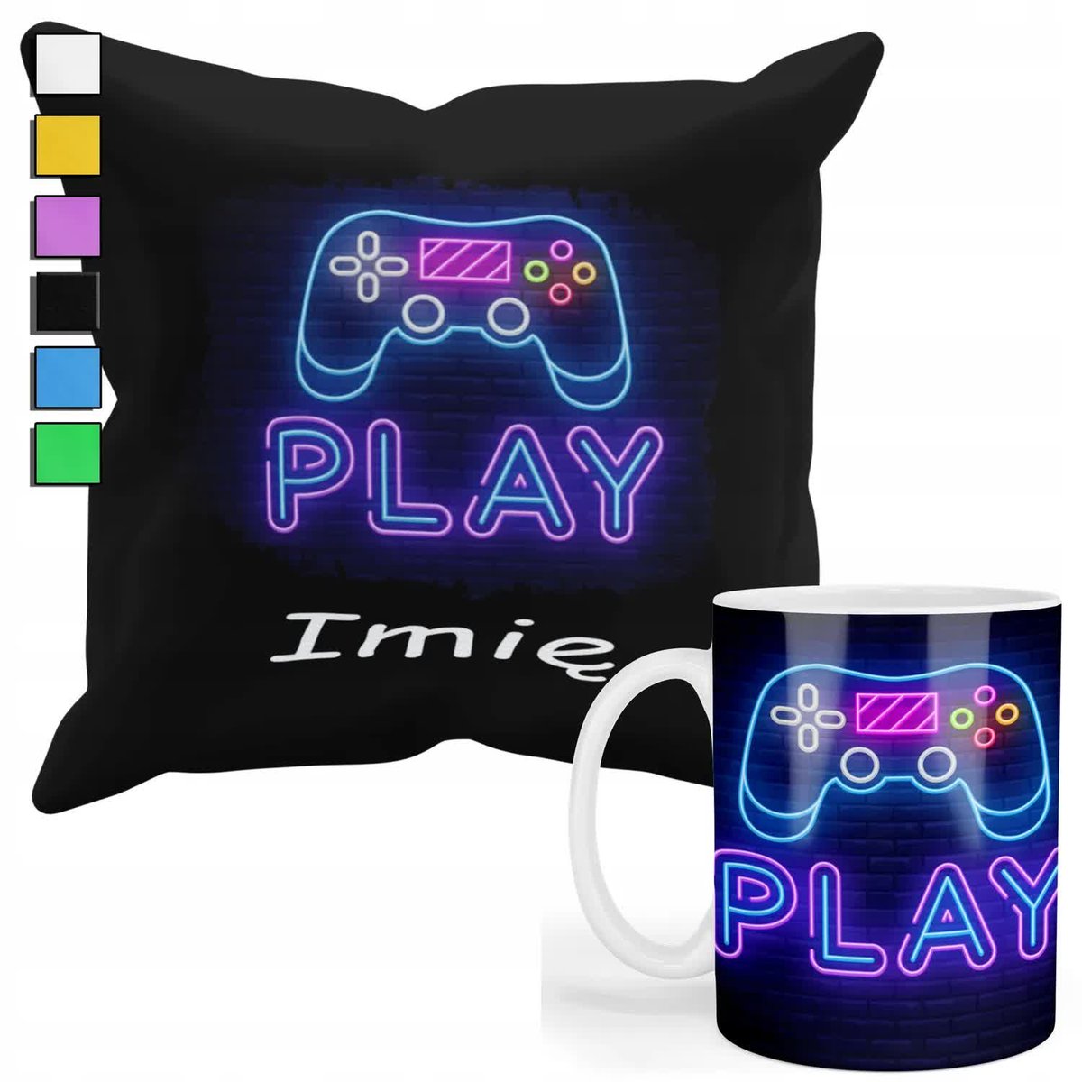 Zestaw Kubek + Poduszka Z Poszewką- Prezent Dla Fana Game Pad Play ...