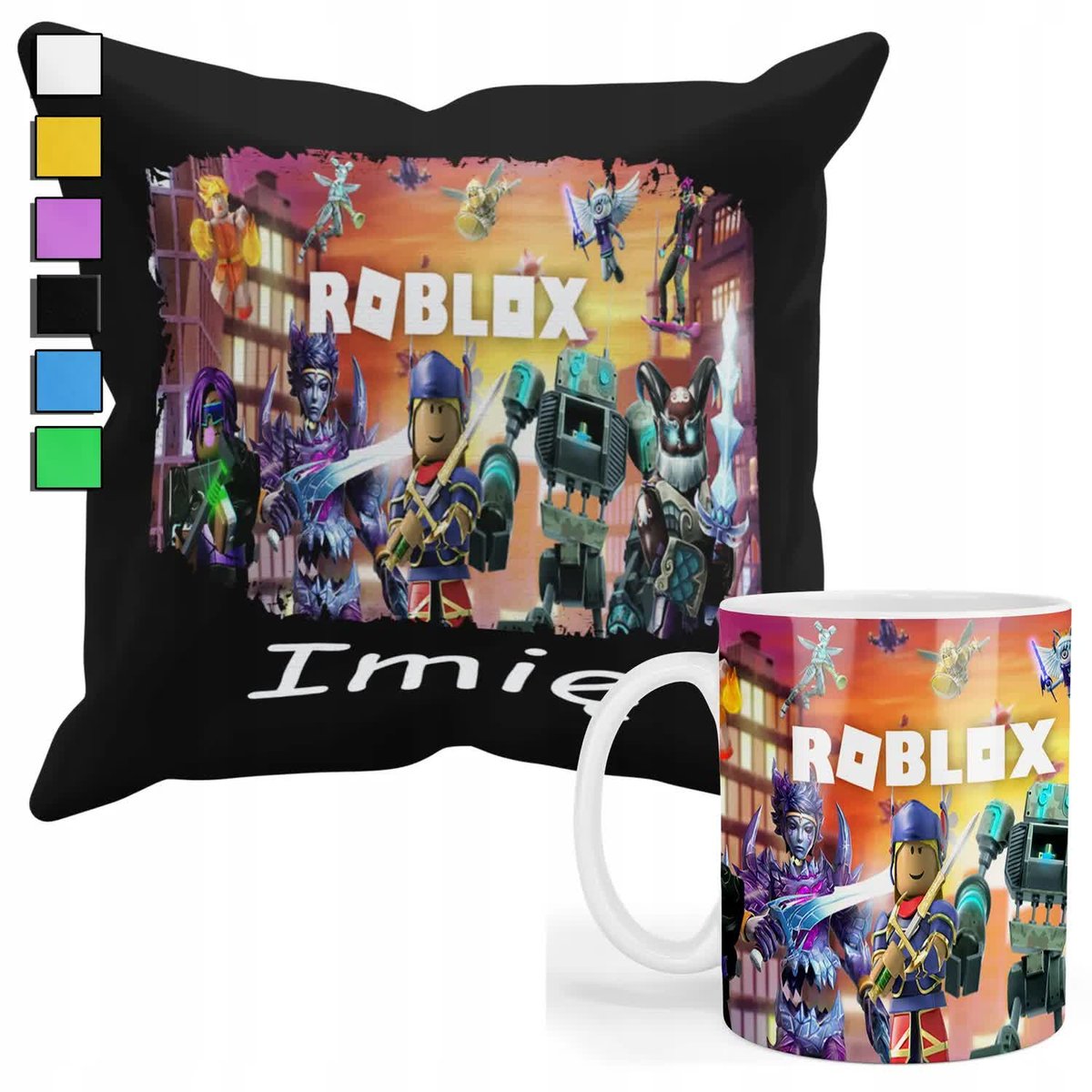 Zestaw Kubek + Poduszka Z Poszewką- Prezent Dla Fana Gry Roblox+ Imię ...