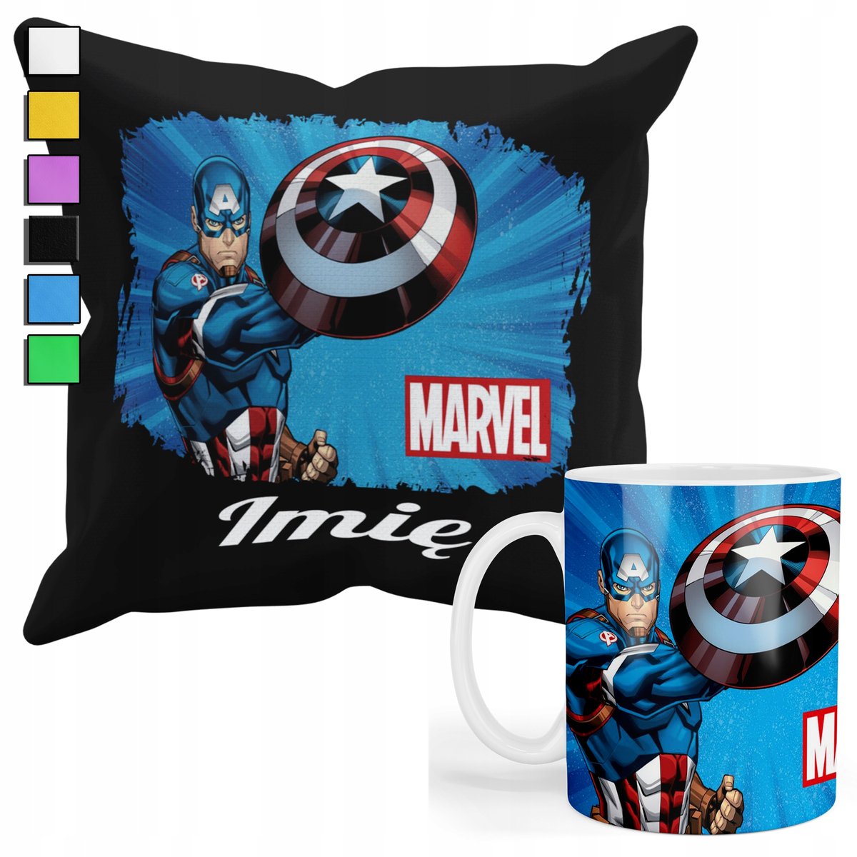 Zestaw Kubek + Poduszka Z Poszewką- Prezent Dla Fana Kapitan Ameryka + Imię - Inna marka | Sklep ...