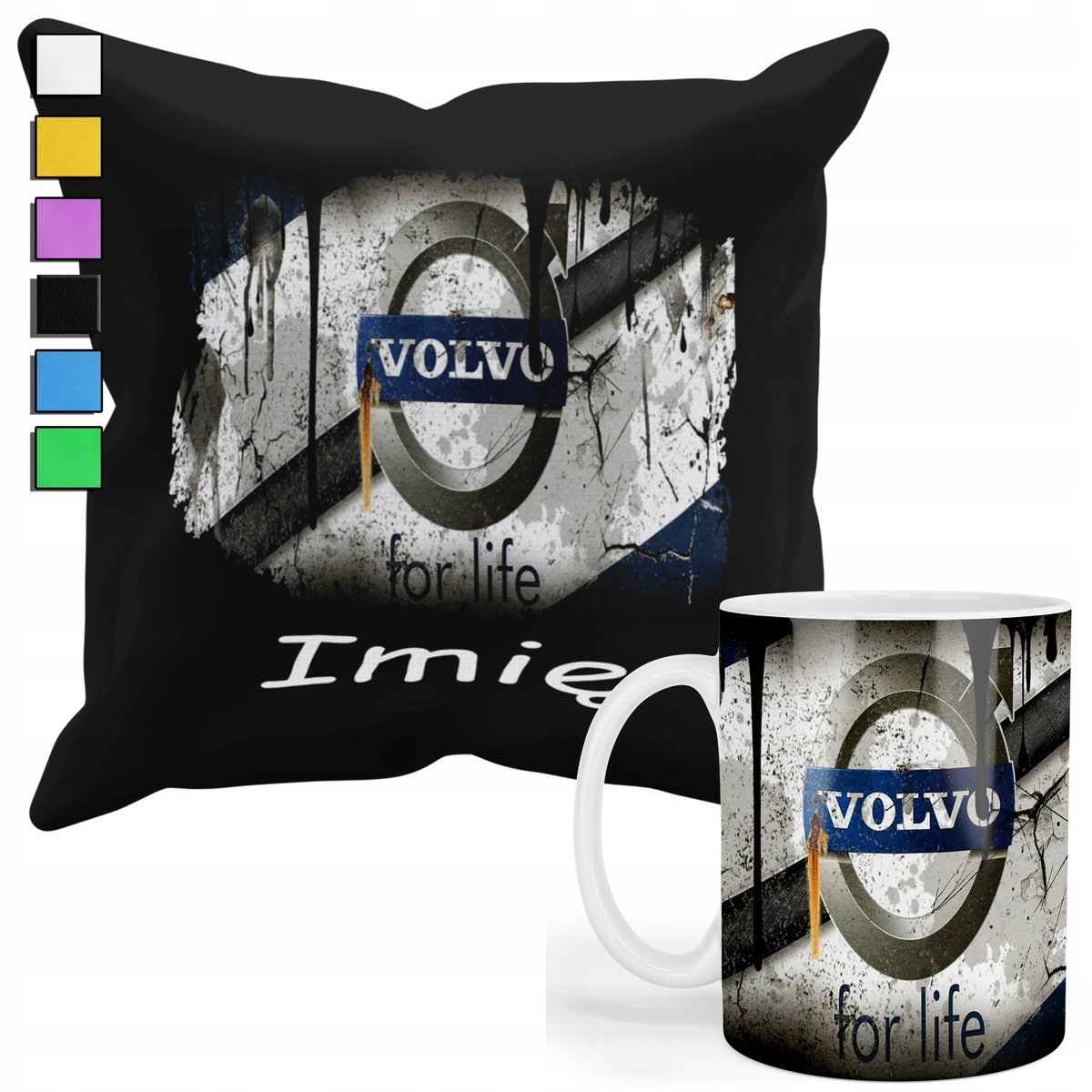 Zestaw Kubek + Poduszka Z Poszewką- Prezent Dla Fana Moto Volvo+ Imię ...