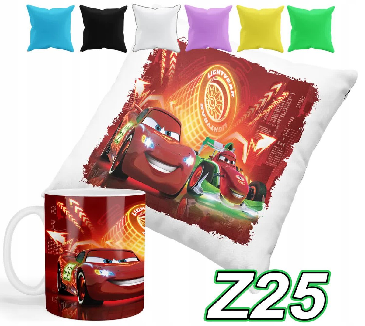 Zestaw Kubek + Poszewka Z Nadrukiem Czerwone Auto Samochody+ Imię ...