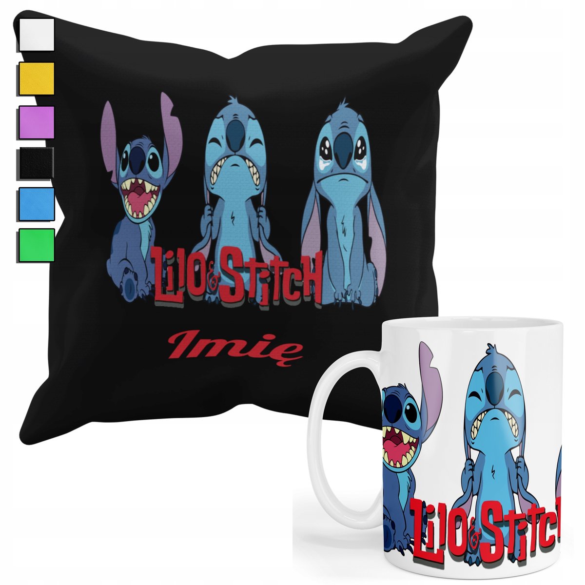 Zestaw Kubek + Poszewka Z Nadrukiem-Dla Fana Prezent Lilo&Stitch+Imię ...