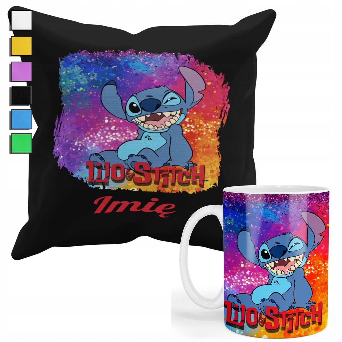 Zestaw Kubek + Poszewka Z Nadrukiem-Dla Fana Prezent Lilo&Stitch+Imię ...
