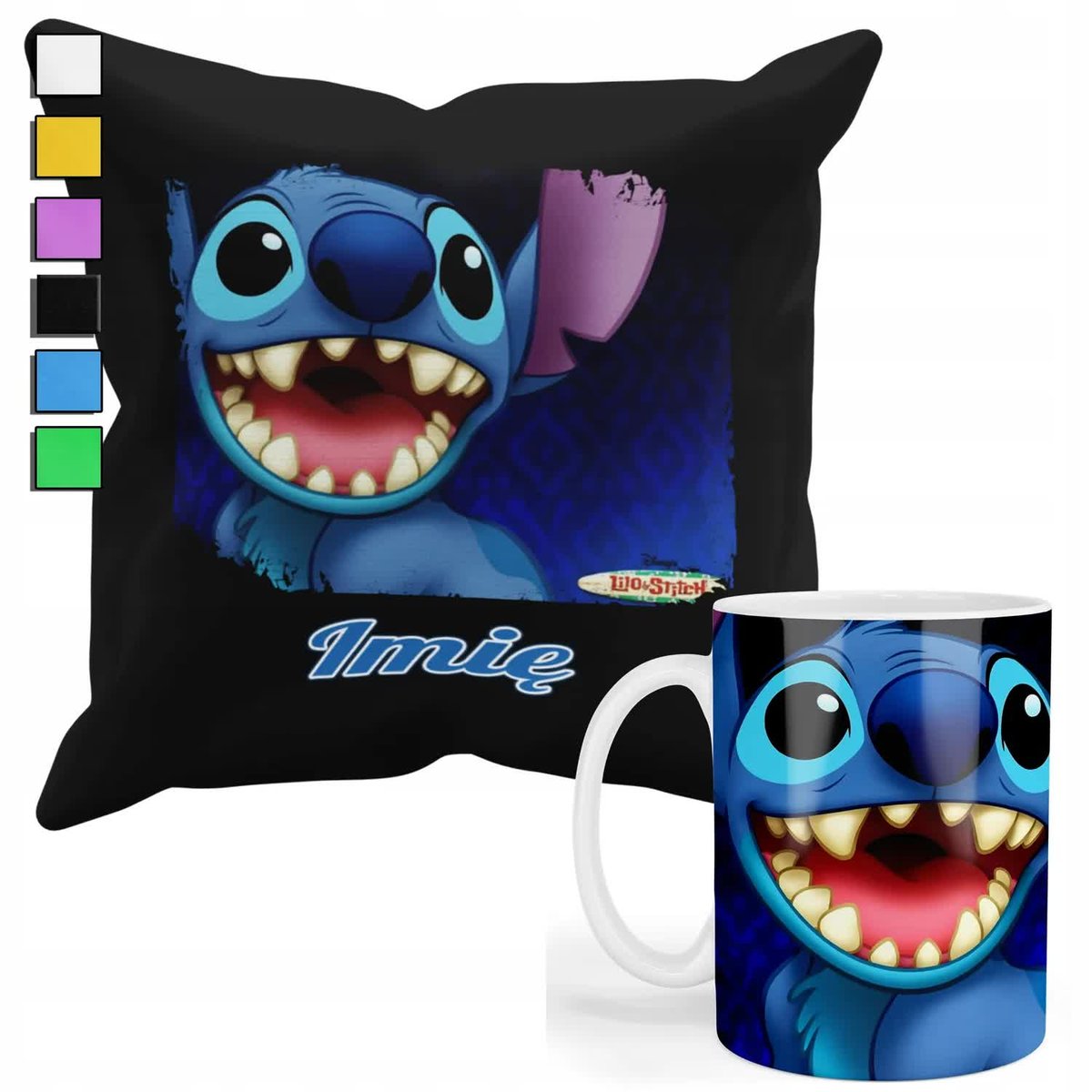 Zestaw Kubek + Poszewka Z Nadrukiem-Dla Fana Prezent Lilo&Stitch+Imię ...