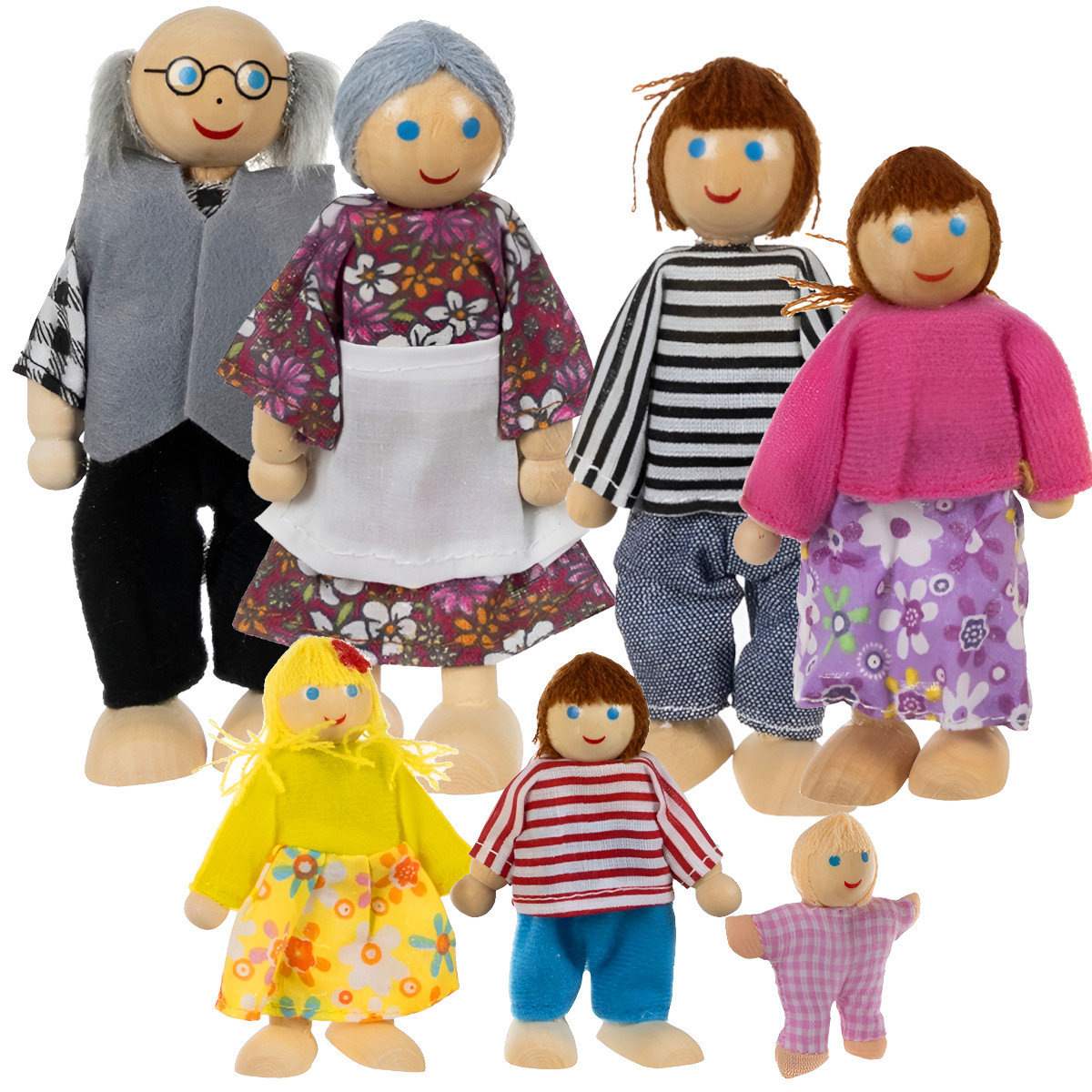 Zestaw Lalek Lalki Szmaciane Do Domku Rodzina 7 Elementów Z634 - elektrostator | Sklep EMPIK.COM