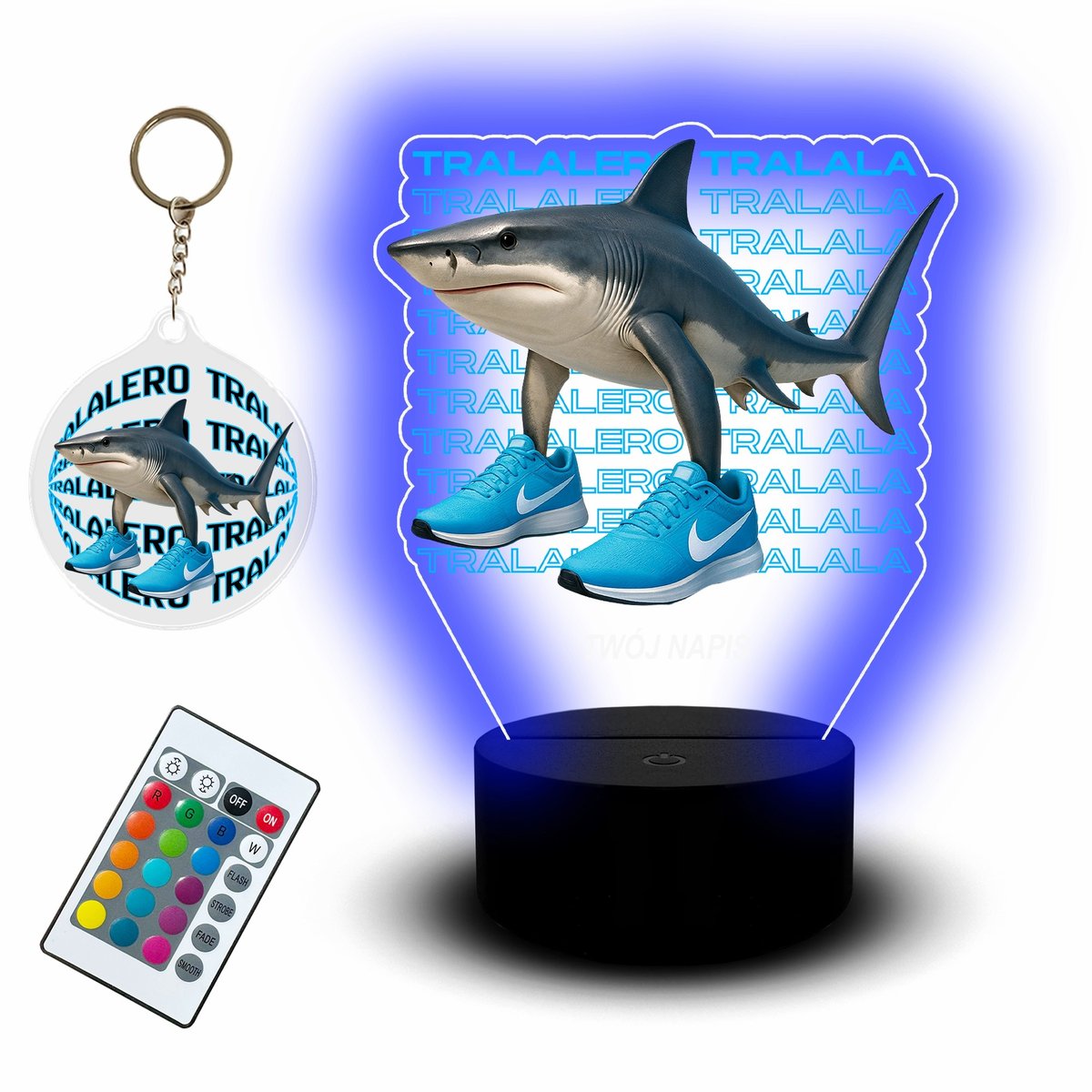 Zestaw Lampka Nocna Led Usb i Brelok Rekin w Butach Italian Brainrot ...