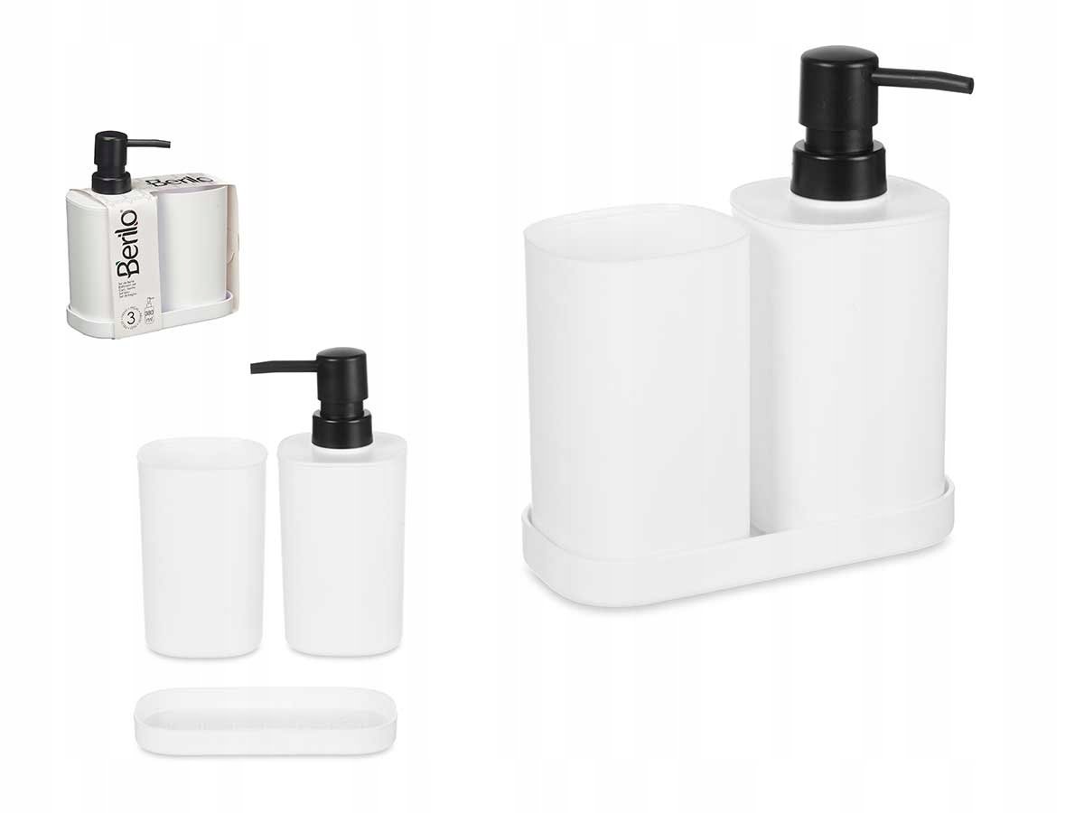 Zestaw łazienkowy 3el. DOZOWNIK, KUBEK, MYDELNICZKA Berilo - BERILO | Sklep EMPIK.COM