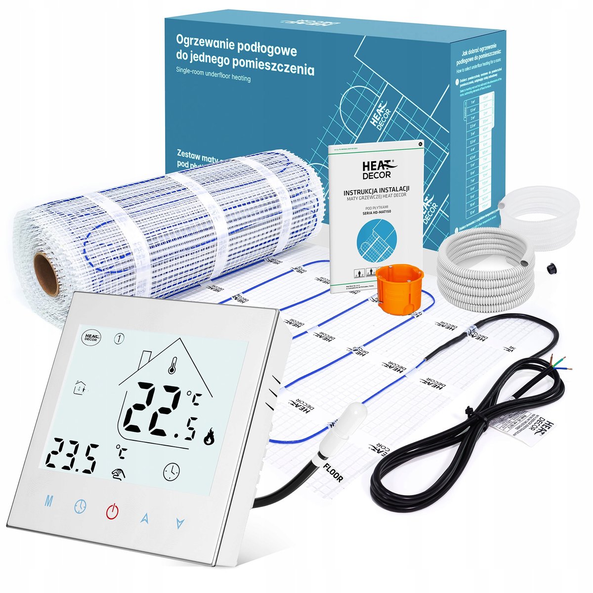 ZESTAW MATA GRZEJNA GRZEWCZA HD-mat150/W -3.5m² - HEAT DECOR | Sklep EMPIK.COM