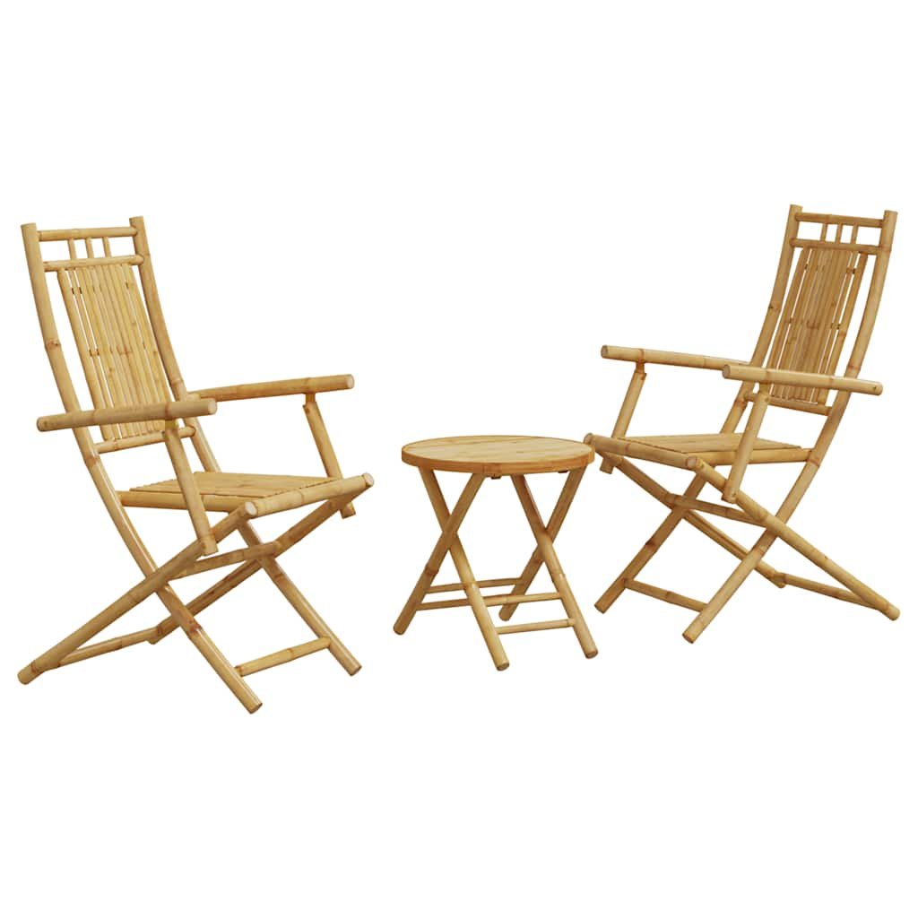 Zestaw mebli bistro z bambusa, składany stół 45x45 cm, krzesła 53x66x99 ...
