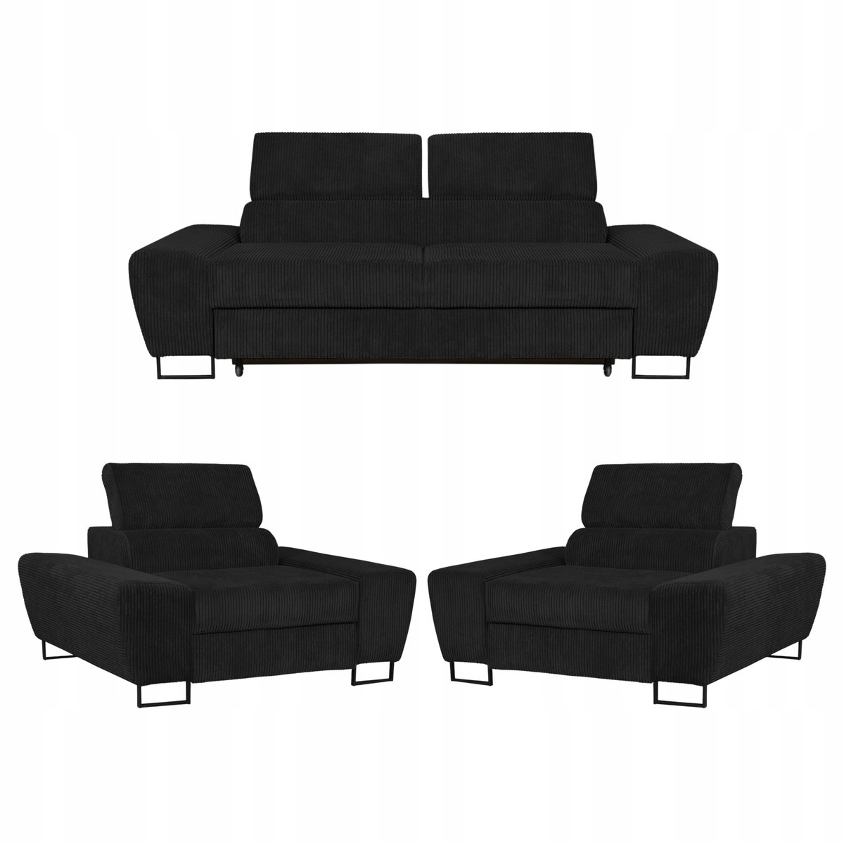 Zestaw mebli wypoczynkowych salon Savio Sofa 2os fotele czarny Family Meble - Family meble ...