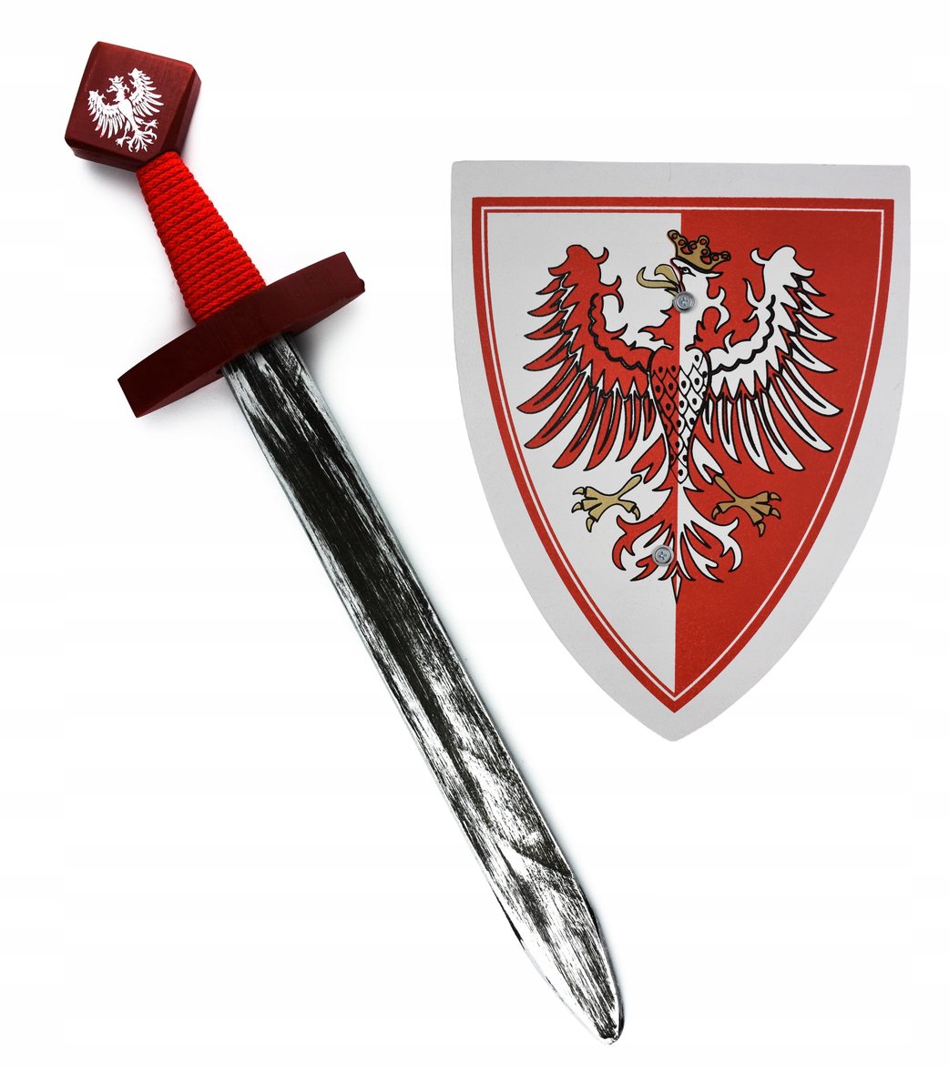 ZESTAW MIECZ 50CM TARCZA MAŁA STRÓJ KOSTIUM RYCERZ PRZEBRANIE DLA ...