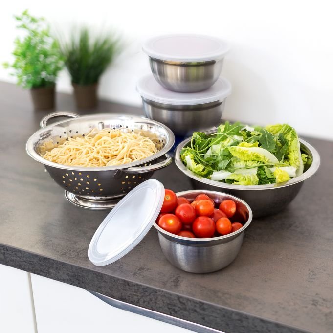 Zestaw misek metalowych 3 szt i durszlak - RELAXDAYS | AGD Sklep EMPIK.COM