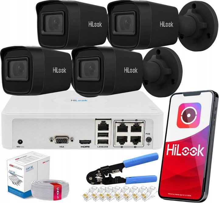 Zestaw Monitoringu Ip Poe 4 Czarne Kamery 4Mpx Zewnętrzne Hilook Hikvision - HiLook | Sklep ...