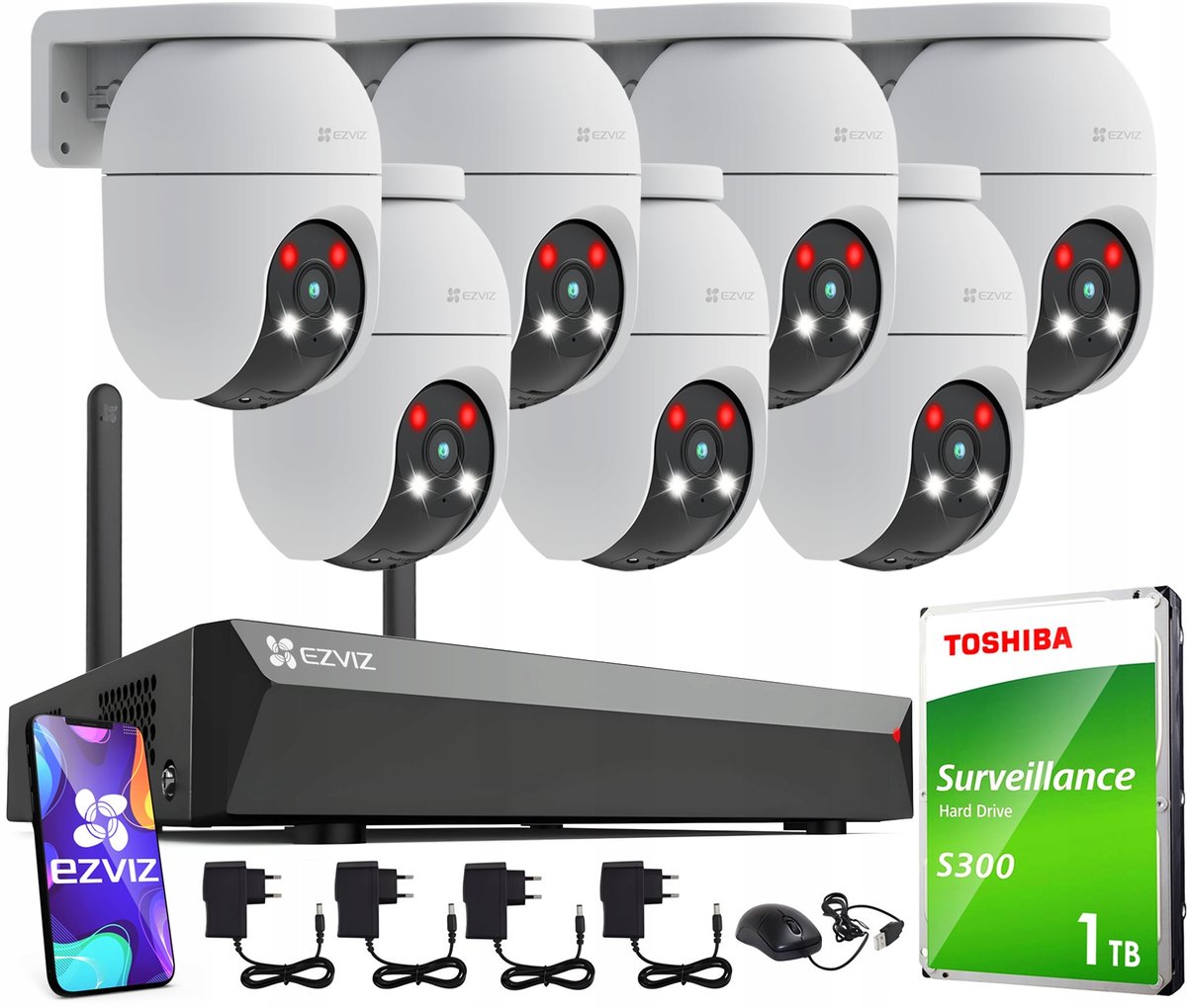 Zestaw Monitoringu Wifi Ezviz 7X C8C 3K 5Mp Detekcja Rejestrator 8 ...
