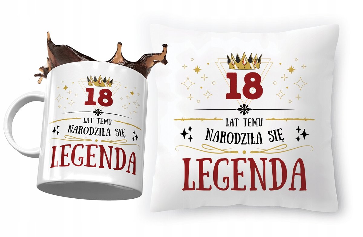 Zestaw na Urodziny 18 18ste 18-ste Poduszka Kubek z Nadrukiem ze Zdjęciem - PoliDraw | Sklep ...