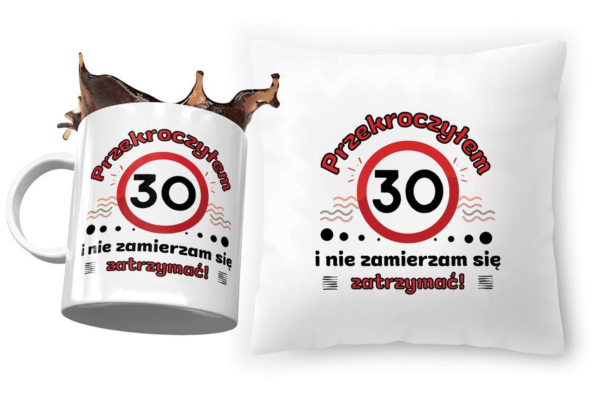 Zestaw na Urodziny 30 30te 30-te Poduszka + Kubek z Nadrukiem ze Zdjęciem - PoliDraw | Sklep ...