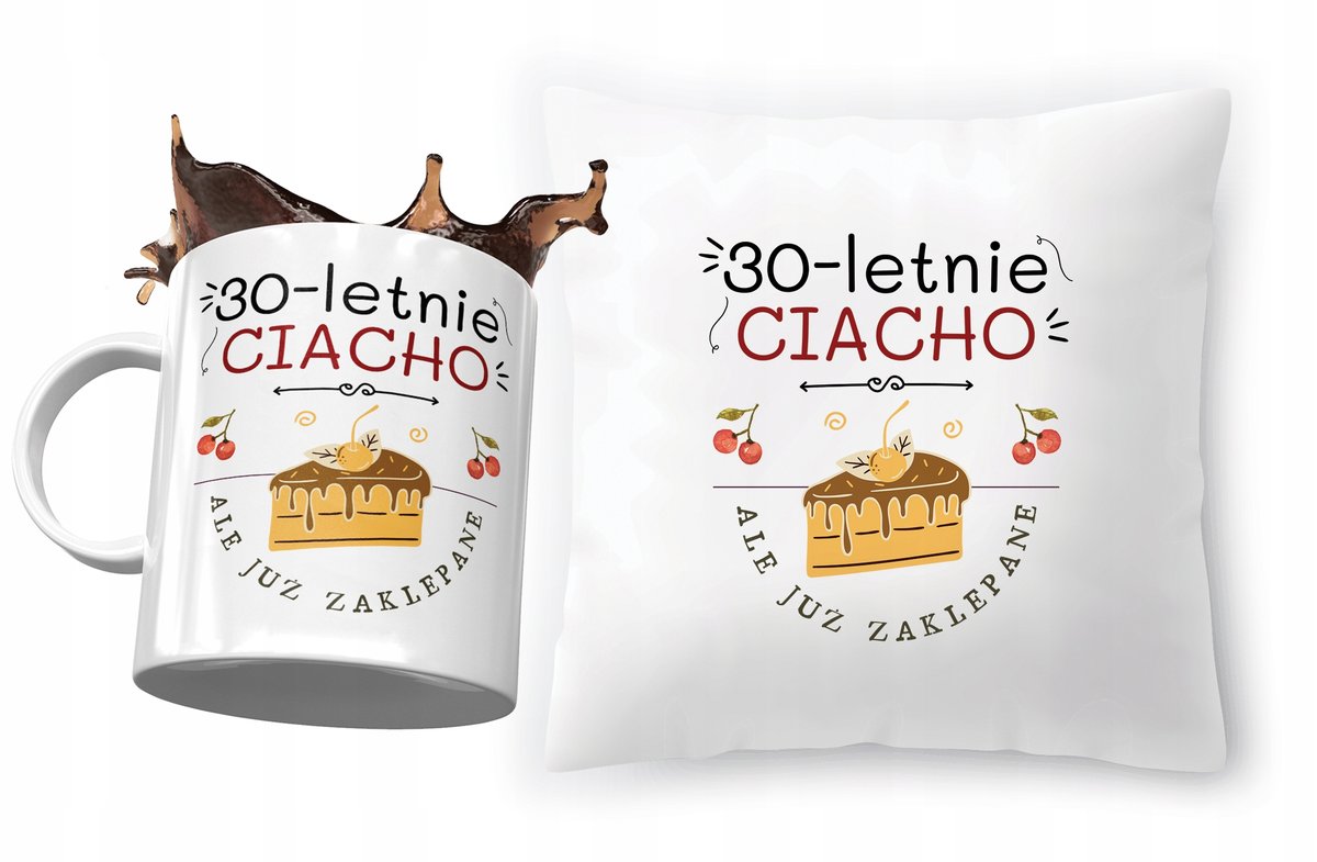 Zestaw na Urodziny 30 30te 30-te Poduszka + Kubek z Nadrukiem ze Zdjęciem - PoliDraw | Sklep ...
