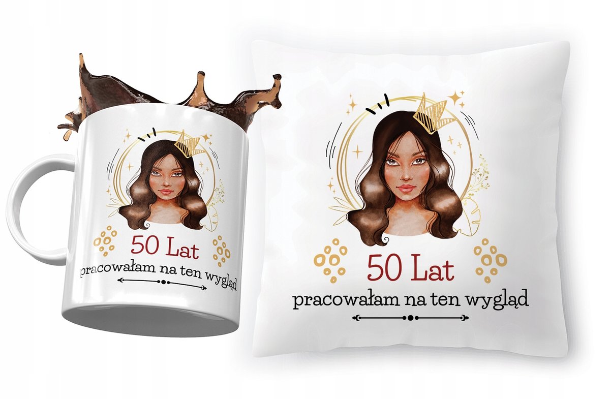Zestaw na Urodziny 50 50te 50-te Poduszka + Kubek z Nadrukiem ze Zdjęciem - PoliDraw | Sklep ...