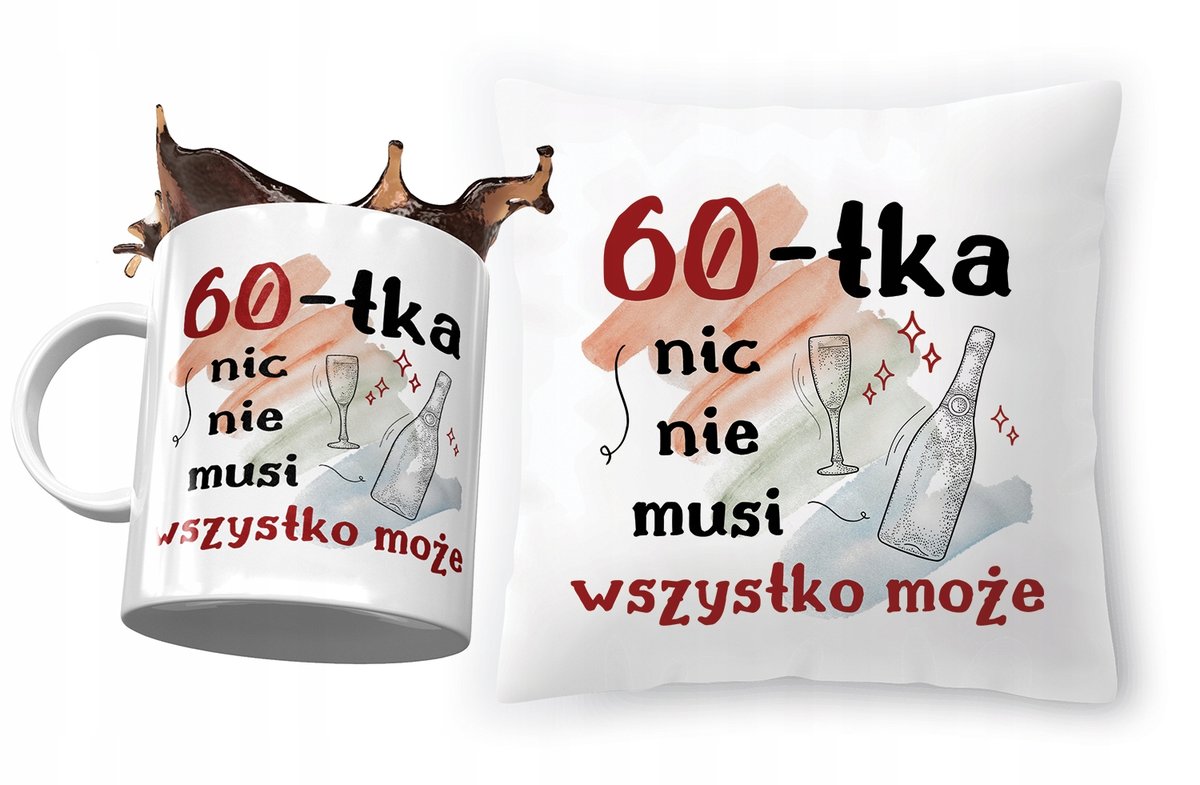 Zestaw na Urodziny 60 60te 60-te Poduszka + Kubek z Nadrukiem ze Zdjęciem - PoliDraw | Sklep ...
