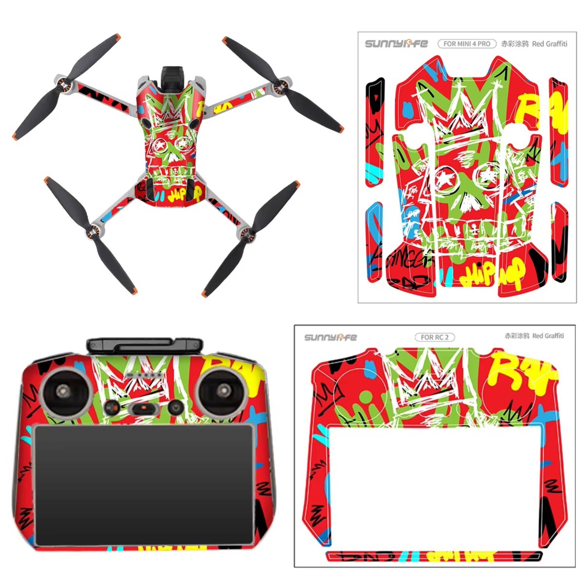 ZESTAW NAKLEJEK FOLIA OCHRONNA NA KONTROLER RC 2 I DRONA DJI MINI 4 PRO ...