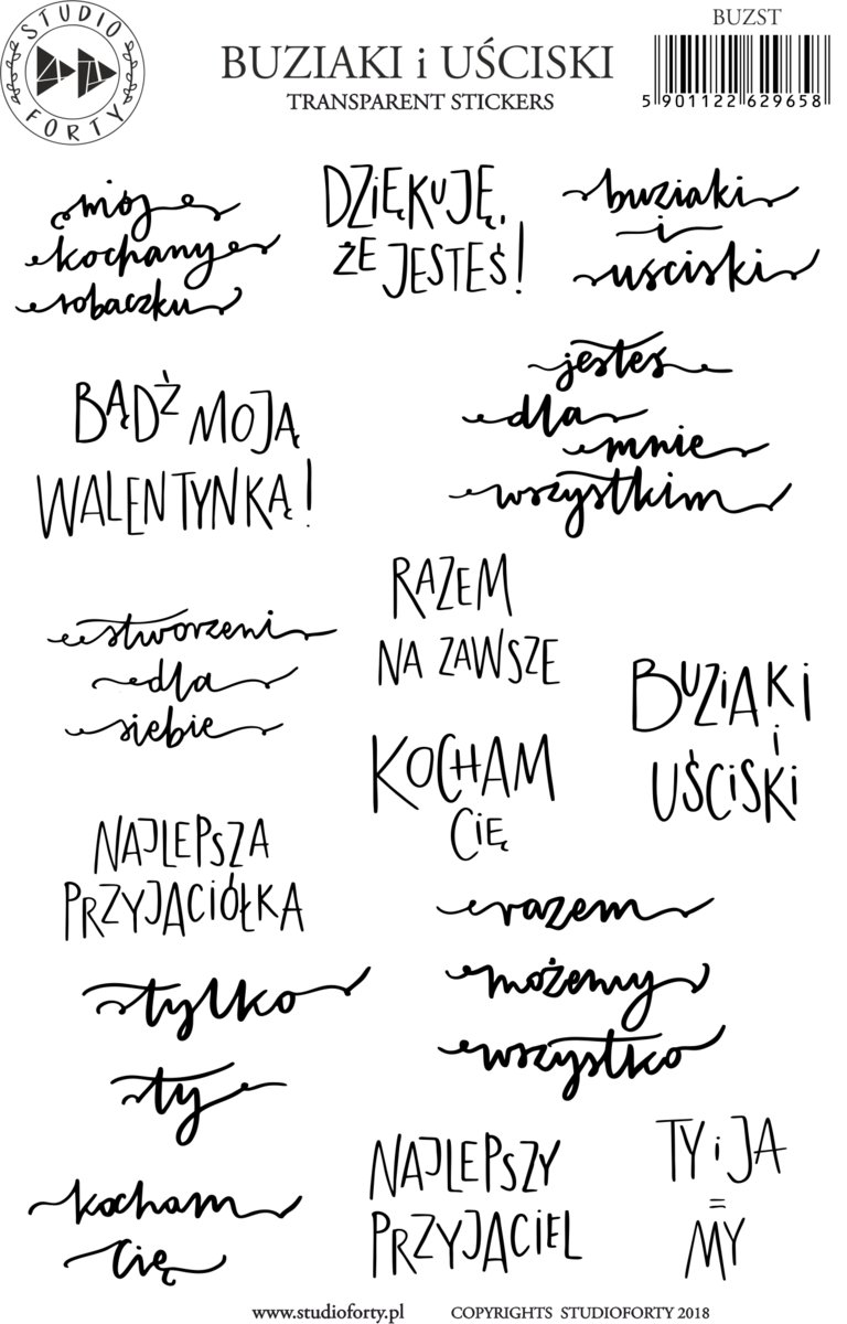 Zestaw naklejek przezroczystych, Buziaki i uściski - Studio Forty ...