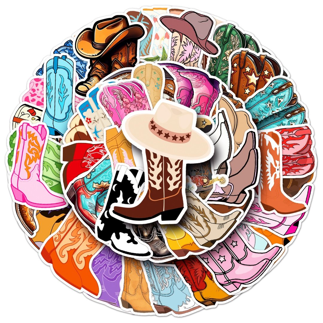 Zestaw Naklejek Wlepki StickerBomb Kowbojskie Buty Cowboy Boots N645 ...