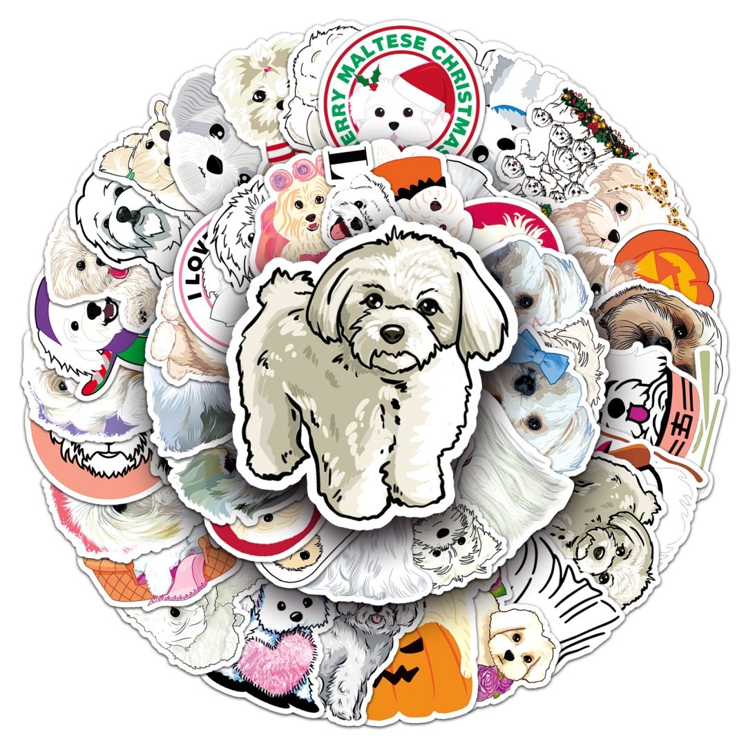 Zestaw Naklejek Wlepki StickerBomb Maltańczyk Psy Maltańczyki N650 ...