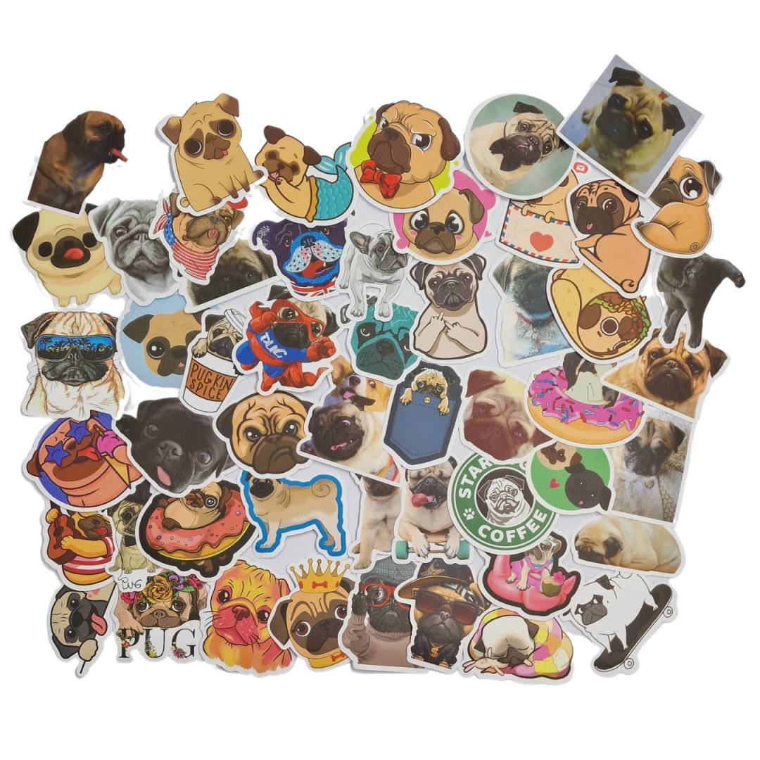 Zestaw Naklejek Wlepki StickerBomb Pieski Mopsy N219 - Inna marka ...