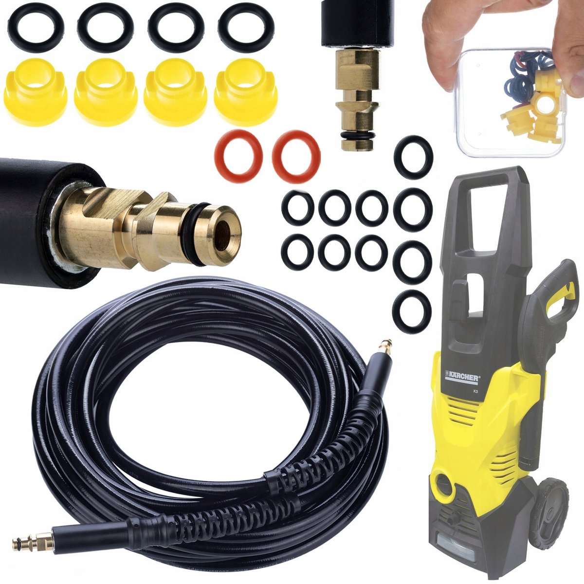 ZESTAW NAPRAWCZY USZCZELKI DYSZY WĘŻA + WĄŻ 10M KARCHER K2 K3 K4 K5 K6 K7 - Rosfix | Sklep EMPIK.COM