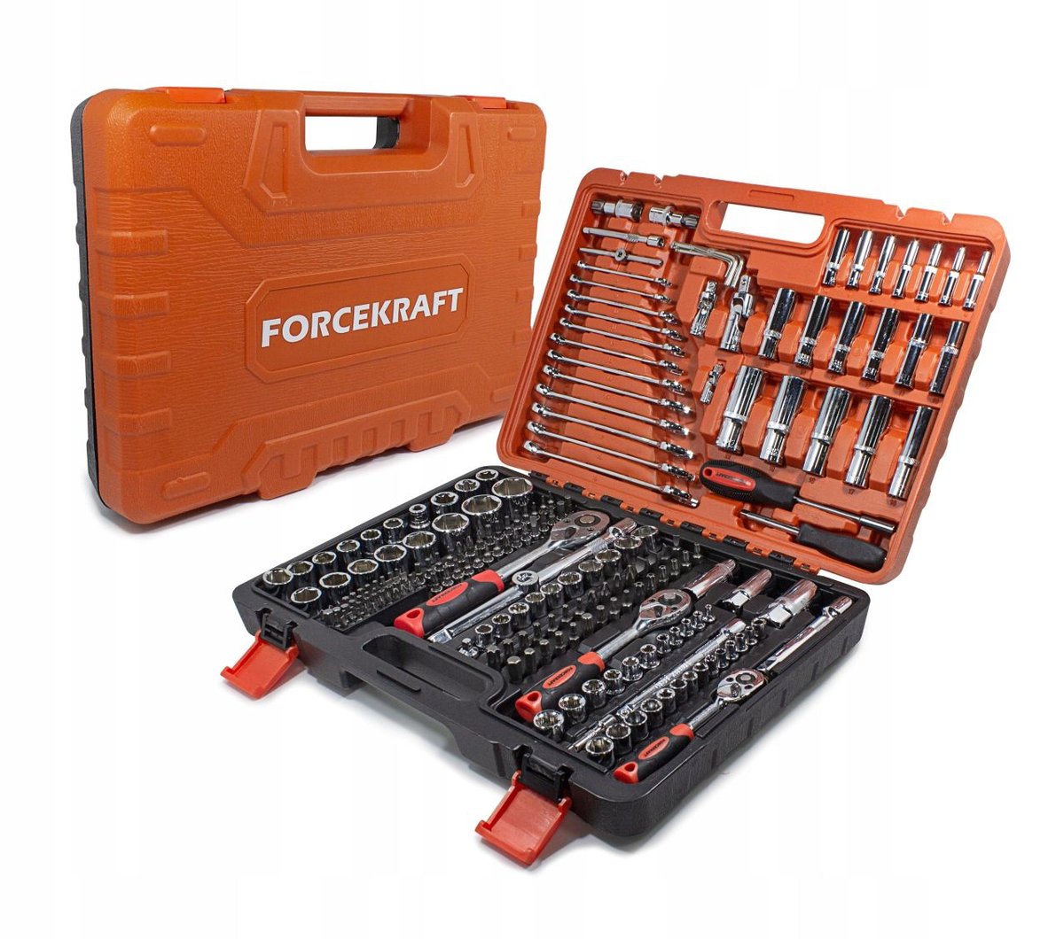ZESTAW NARZĘDZI KLUCZE NASADOWE BITY ADAPTERY 1/2 1/4 3/8 FORCEKRAFT WALIZKA - Forcekraft ...